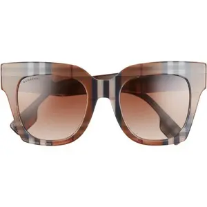 Burberry Burberry 49mm Cat Eye Sunglasses Check Brown/brown Gradient