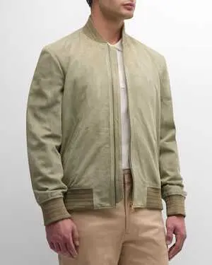 Paul Smith Paul Smith Suede Bomber Jacket - Light Green