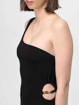 Karl Lagerfeld One Shoulder Ruched Midi Dress