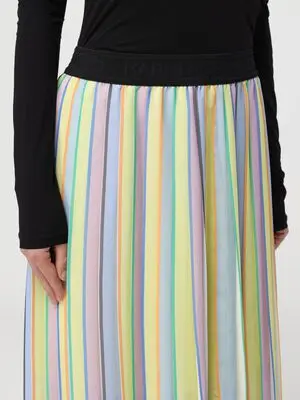 Karl Lagerfeld Pleated Stripe Maxi Skirt