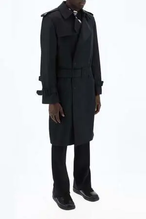 Burberry Double Breasted Silk Blend Trench Coat