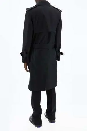 Burberry Double Breasted Silk Blend Trench Coat