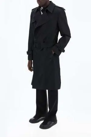 Burberry Double Breasted Silk Blend Trench Coat