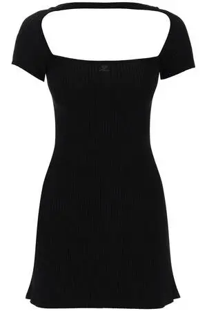 COURREGES Courrèges Ribbed Jersey Mini Dress Black
