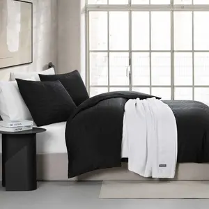 Vera Wang Illusion Textured 3 Piece Comforter Set - Black