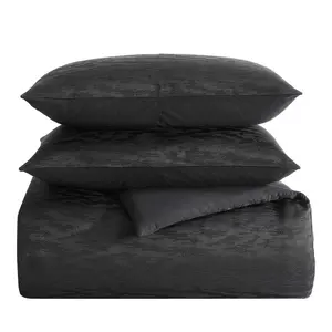 Vera Wang Illusion Textured 3 Piece Comforter Set - Black