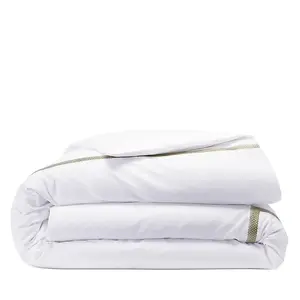 AMALIA HOME COLLECTION Douro Egyptian Cotton Duvet Cover - White/green Forest