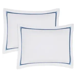 AMALIA HOME COLLECTION Douro Egyptian Cotton Sham, Set Of 2 - White/blue