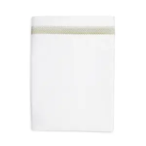 AMALIA HOME COLLECTION Douro Egyptian Cotton Flat Sheet - White/green Forest