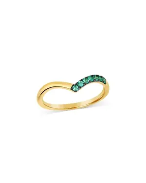 Bloomingdale'S Emerald And 14k Yellow Gold Chevron Ring