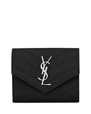 Saint Laurent Cassandre Matelassa Compact Tri Fold Wallet
