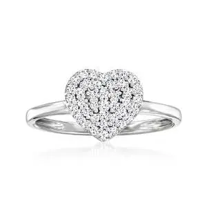 ROSS-SIMONS Pave Diamond Heart Ring In 14kt White Gold - White