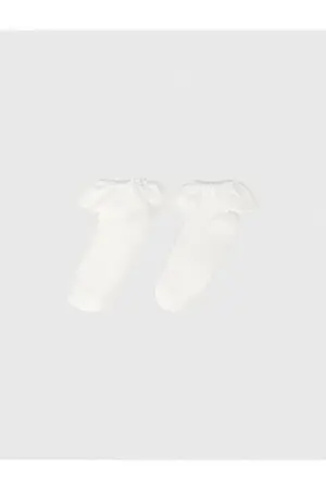 Maje Lace Frill Ankle Socks - White