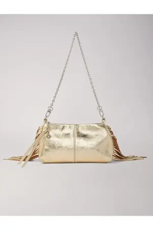 Maje Metallic Leather Clutch Bag - Gold