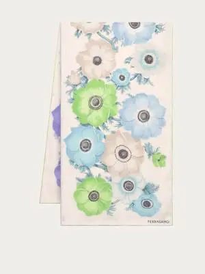 FERRAGAMO Anemone Print Silk Scarf Violet