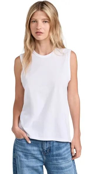 Another Tomorrow Sleeveless Tee - White
