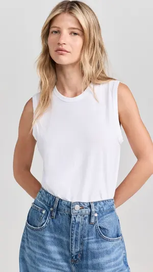 Another Tomorrow Sleeveless Tee - White