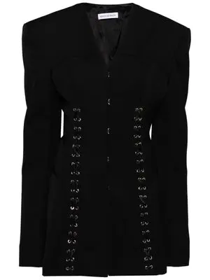 Mach & Mach Corset Hook-and-eye Wool Mini Dress