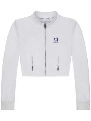TEAM WANG DESIGN Logo-print Cropped Track Jacket - White