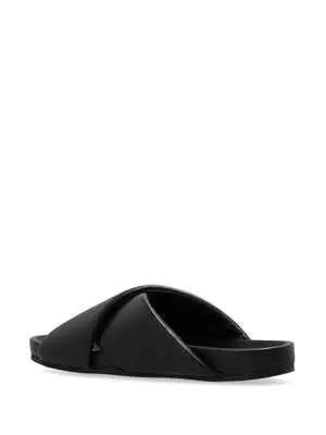 LANVIN Logo-appliqué Crossover Leather Slides