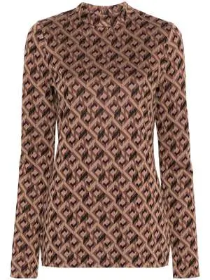 Diane Von Furstenberg Maze-print Top - Brown