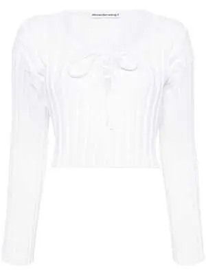 Alexander Wang Cropped Ribbed Sweater - White