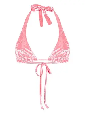 FORTE_FORTE Halterneck Velvet Bikini Top - Pink