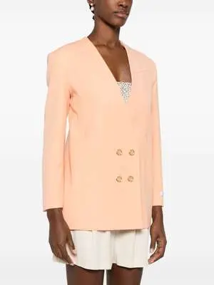 Patou Collarless Double-breasted Blazer - Orange