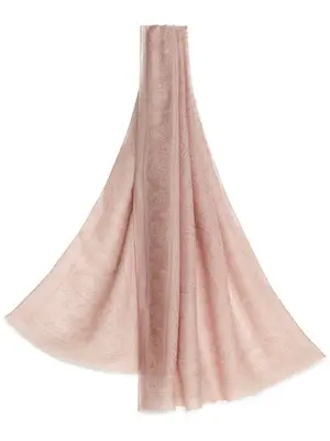 Etro Paisley-jacquard Frayed Scarf - Pink