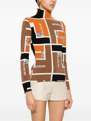 Fendi Logo-jacquard Mock-neck Blouse