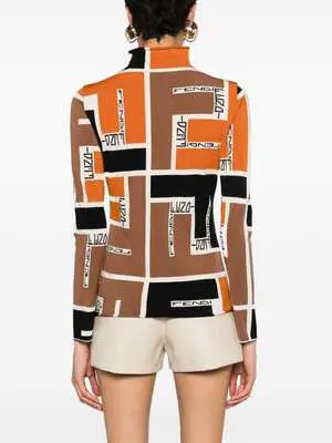 Fendi Logo-jacquard Mock-neck Blouse