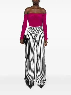 MUGLER Off-shoulder Ruched Bodysuit