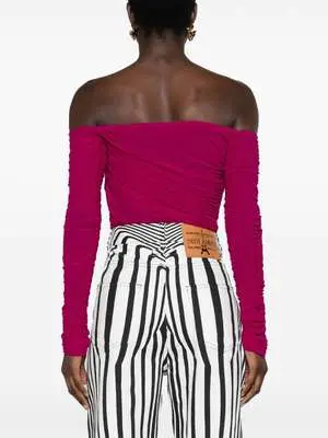 MUGLER Off-shoulder Ruched Bodysuit