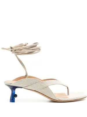 Off-white Tie Fastening Sandals For Women