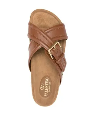 Valentino Garavani Vlogo Signature Buckle Sandals - Brown