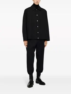 JIL SANDER Logo-print Cotton-poplin Shirt Jacket - Black