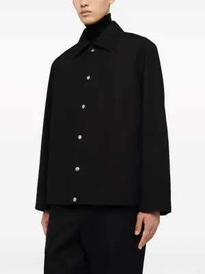 JIL SANDER Logo-print Cotton-poplin Shirt Jacket - Black