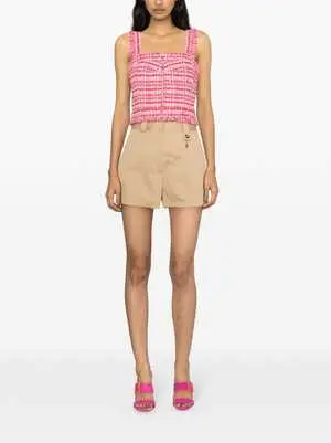 Karl Lagerfeld Zip-up Bouclé Cropped Top