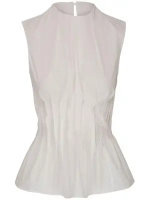 Khaite Westin Pleated Cotton-poplin Top