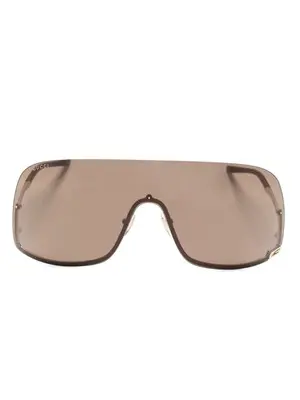 Gucci Square-g Motif Shield-frame Sunglasses - Gold