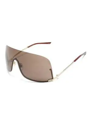 Gucci Square-g Motif Shield-frame Sunglasses - Gold