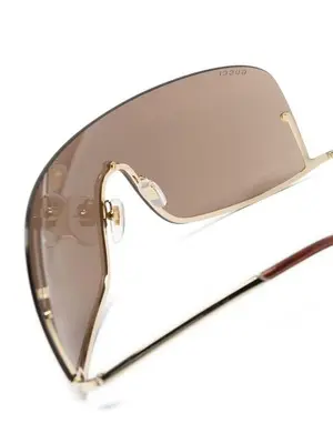 Gucci Square-g Motif Shield-frame Sunglasses - Gold