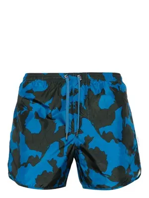 Neil Barrett Floral-print Drawstring Swim Shorts - Blue