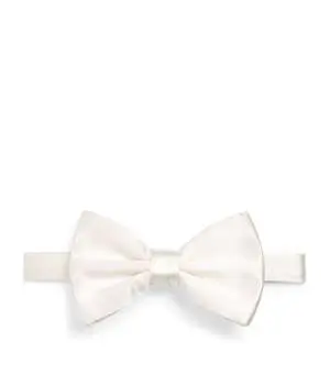Giorgio Armani Large Silk Bow Tie - White