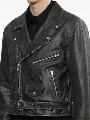 SUNFLOWER Faded Leather Biker Jacket