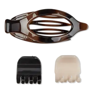 SCUNCI Ponytail Flat Claw And Chunky Claws 3-piece Set By - One-color