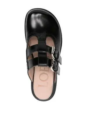 Loewe Campo Leather Mary Jane Mules - Black