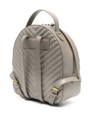 Pinko Love Leather Backpack - Neutrals
