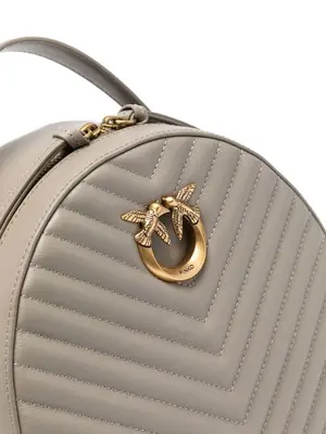 Pinko Love Leather Backpack - Neutrals