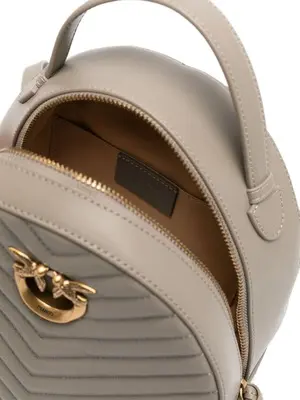 Pinko Love Leather Backpack - Neutrals